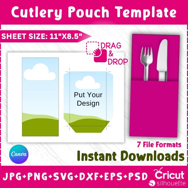 Cutlery Pouch Template , Cutlery Pouch Holder, Cutlery Set Template ...