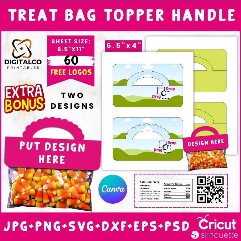 Treat Bag Toppers Template , Treat Bag Topper Label Template , Party ...