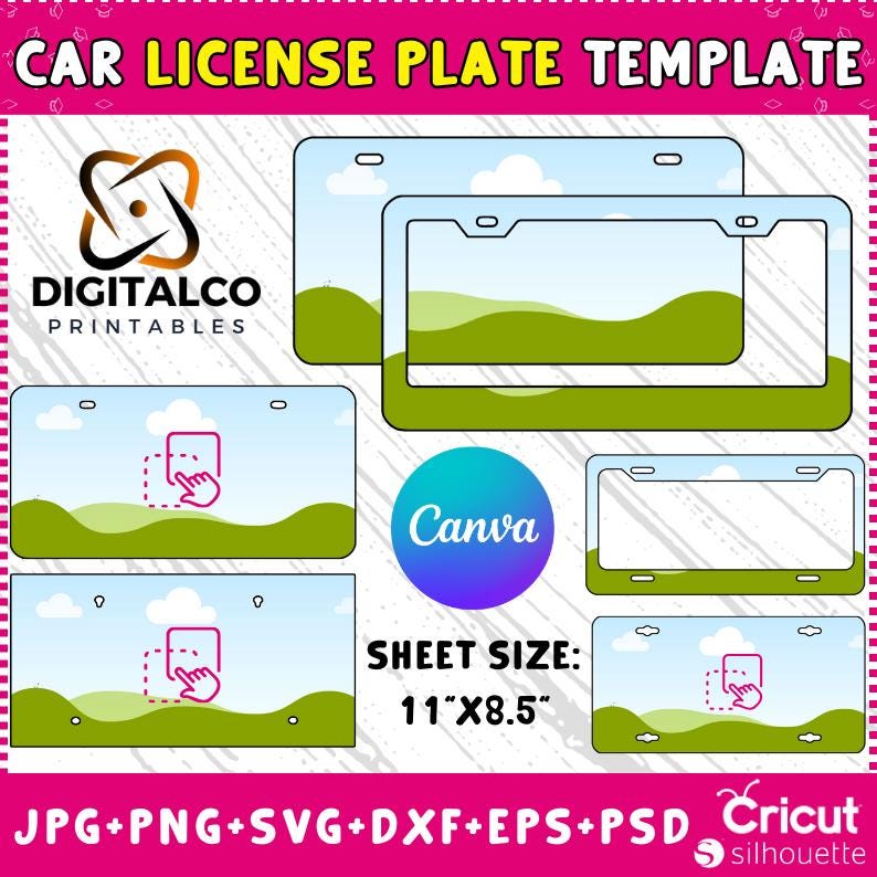6 Car License Plate Templates, Car License Frame Template, License ...