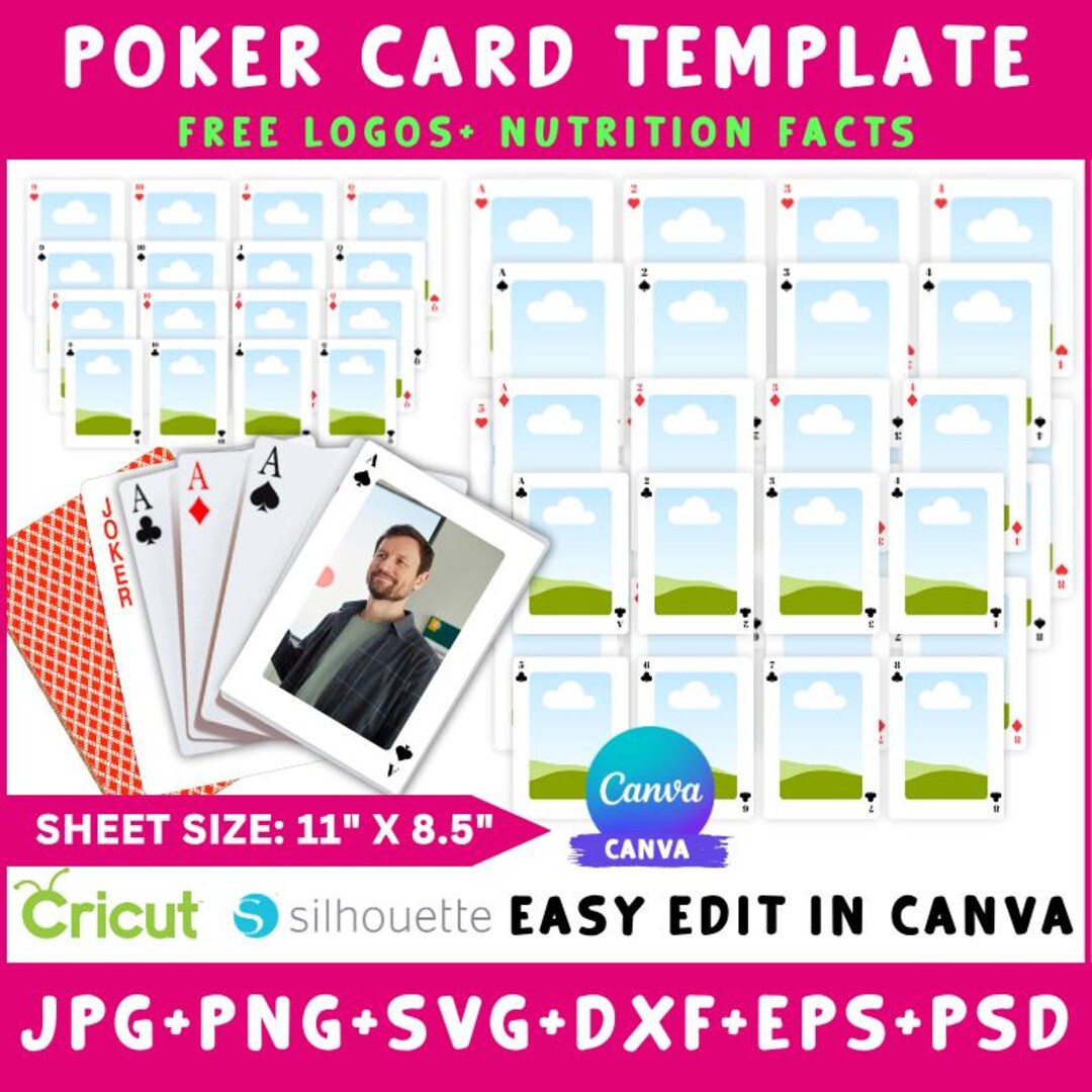 Editable Poker Card Template: Canva Printable Playing Cards (digital ...