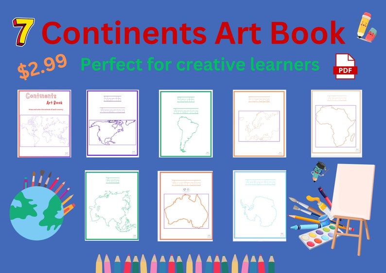 Continents Art Book - Etsy