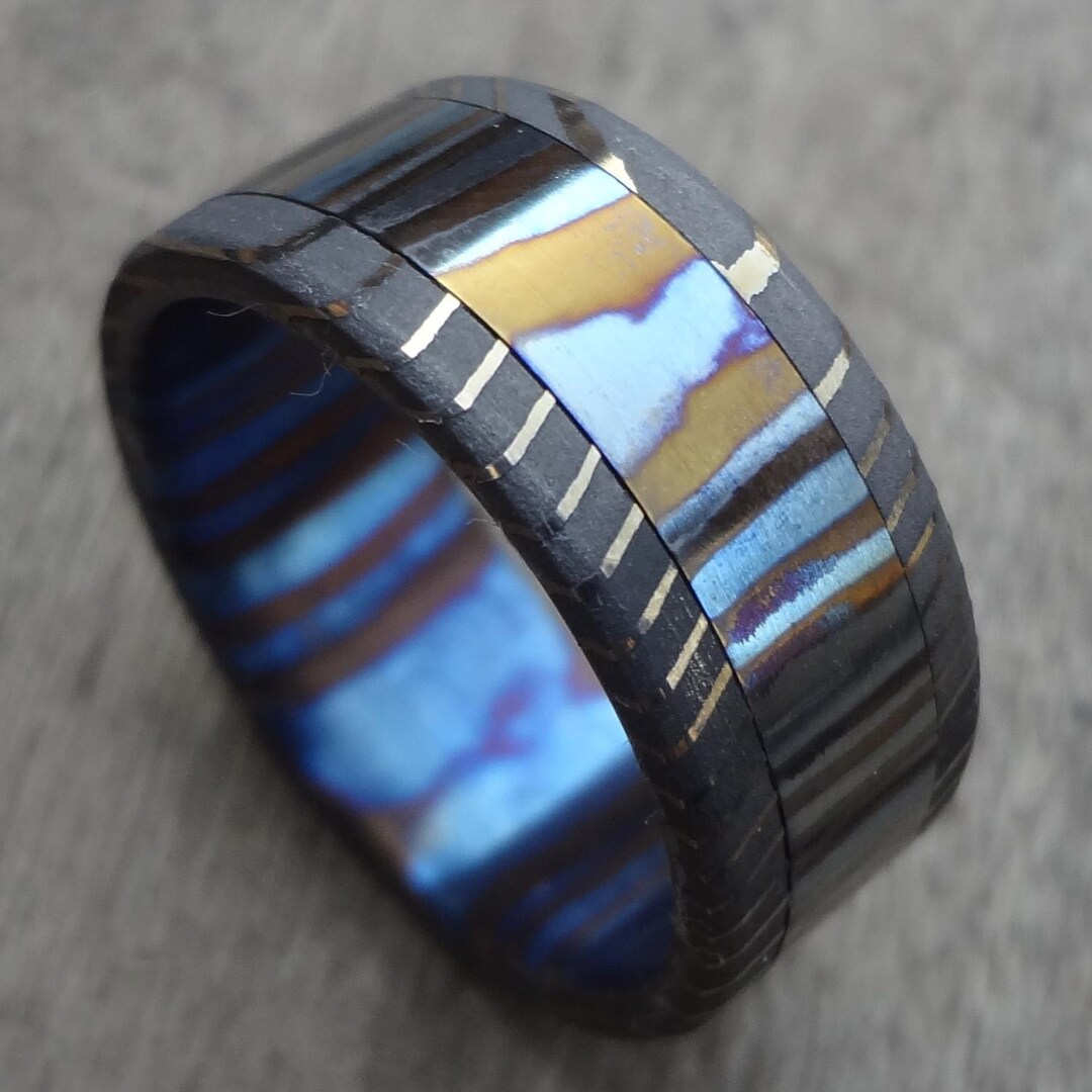 Timascus, Ring for Men's Timascus Ring, Mokuti Ring (polished Finish ...