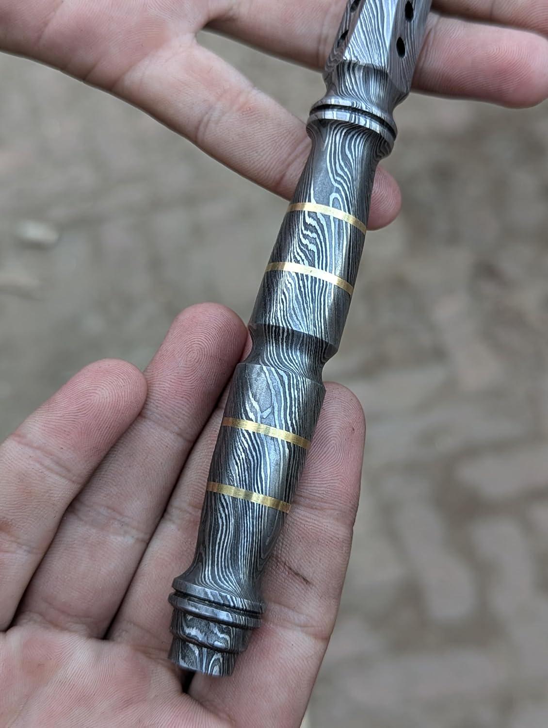 Hand Forged Damascus Steel Dagger, Tri-edge Blade, Leather Sheath - Etsy