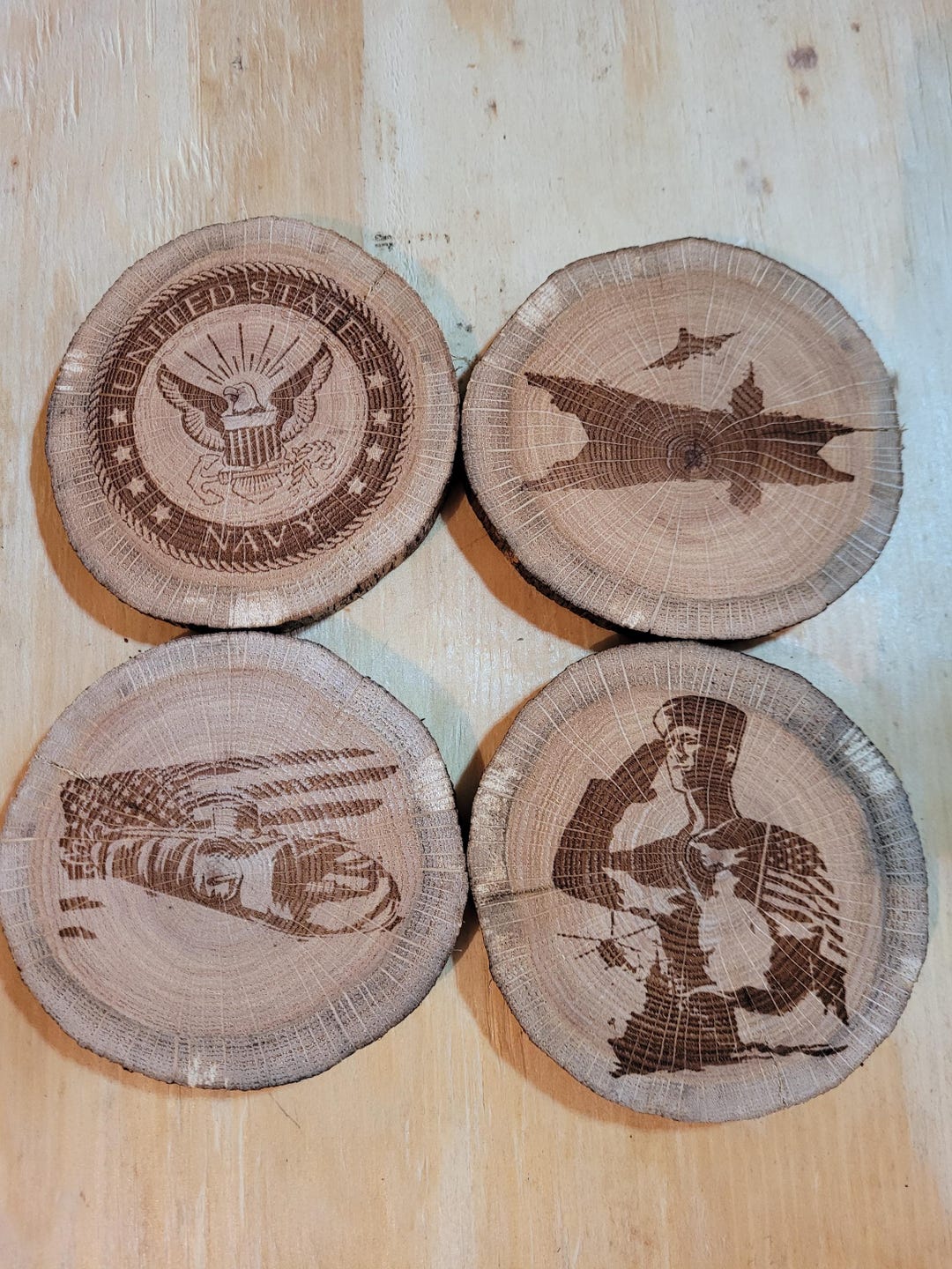 Laser Engraved Wood Coasters (united States Navy) - Etsy
