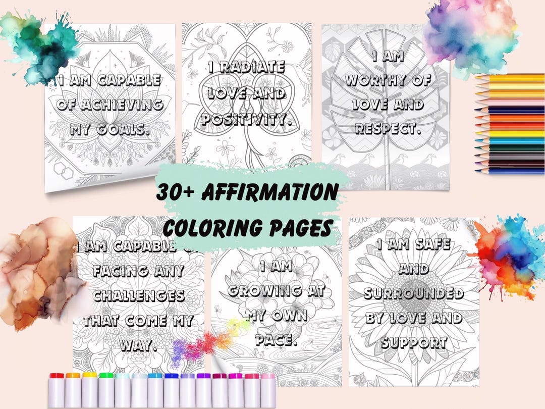 Inspirational Quotes Coloring Pages Pdf Positive Affirmation Adult ...