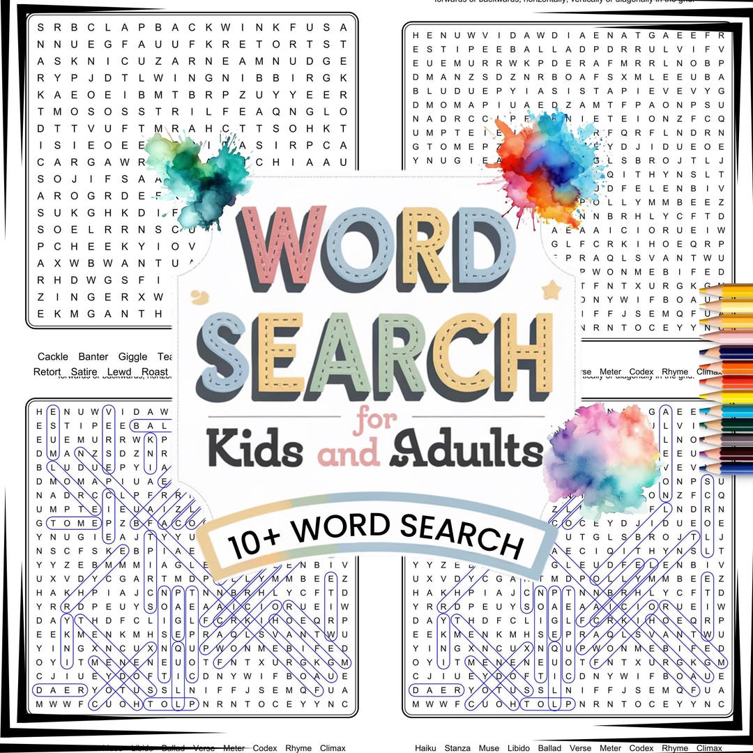 Word Search Instant Download for Kids and Adults I Activity for ...