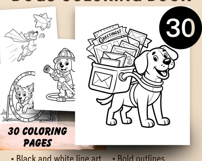 5 Cute Dog Coloring Pages, Dog Coloring, Cute Kids Dog Coloring, Puppy ...