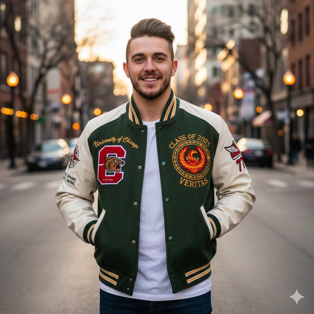 Vintage Letterman Jacket Custom Wool & Leather : Embroidered Varsity ...