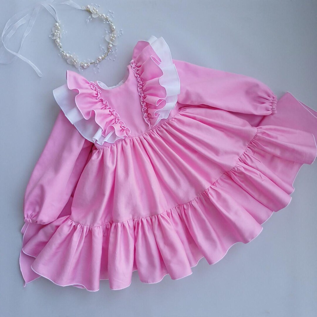 Raspberry Cotton Girls Dress: Handmade Party Outfit - Etsy