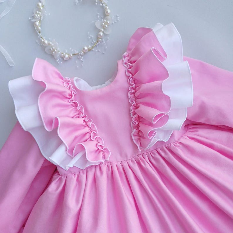 Raspberry Cotton Girls Dress: Handmade Party Outfit - Etsy