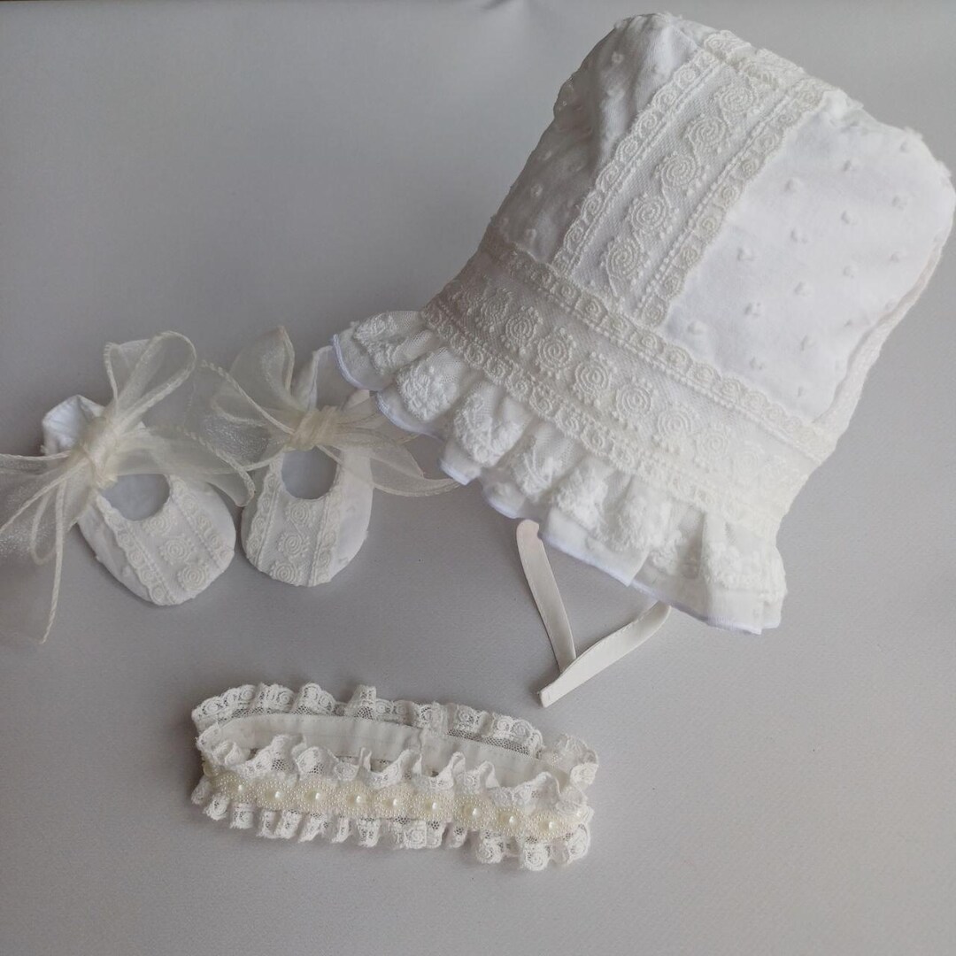 Victorian Baby Bonnet With Ruffles and Lace | Newborn Christening Hat ...