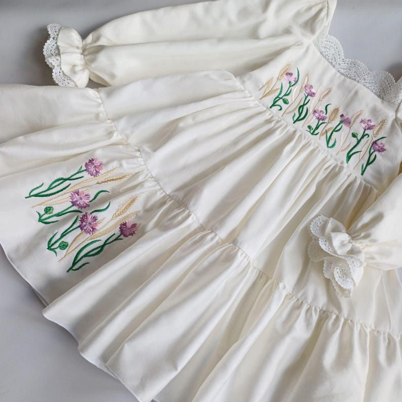 Victorian Ivory Girl's Dress With Macrame Lace – Natural Fabrics - Etsy