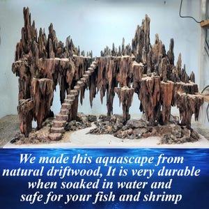 Aquarium Driftwood Aquascape Rock Hardscape With Waterfalls Fish Tank ...