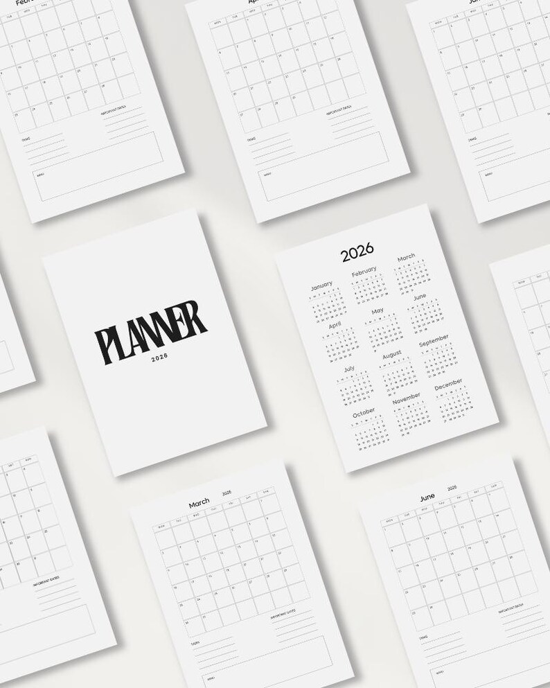 Minimalistic 2026 Digital Calendar & Planner | Printable PDF | Light ...