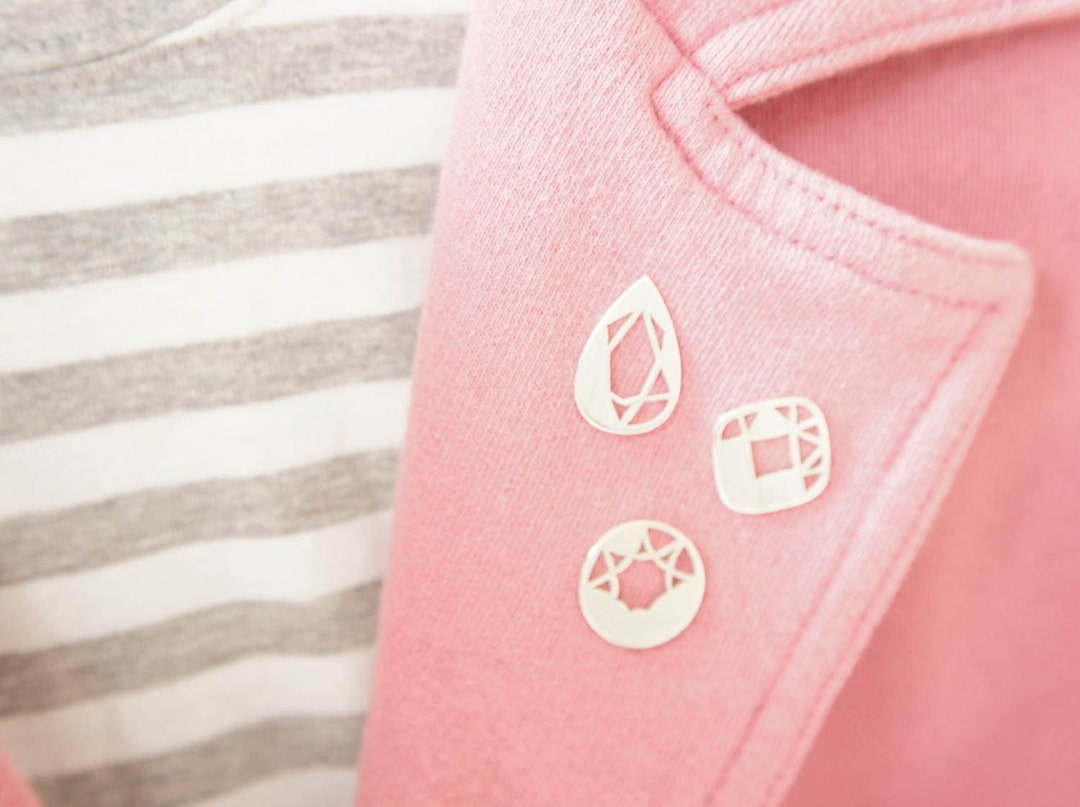 GEM BROOCH - 199 Carat Series - Sterling Silver - Bridesmaid, Diamond ...