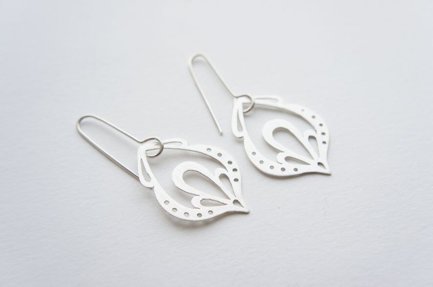 LINGERIE PENDELOQUE Earrings - Sterling Silver - Hand Cut by Gemagenta ...