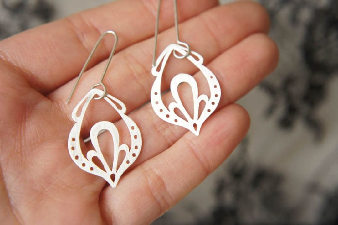 LINGERIE PENDELOQUE Earrings - Sterling Silver - Hand Cut by Gemagenta ...