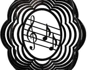 Music Note Notes Clef Cloud Black Swirly Metal Wind Spinner | Etsy