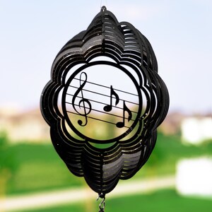 Music Note Notes Clef Cloud Black Swirly Metal Wind Spinner - Etsy