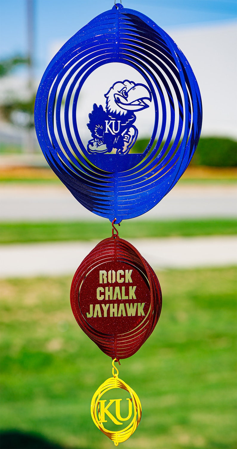 Kansas Jayhawks Blue Circle Swirly Metal Wind Spinner | Etsy