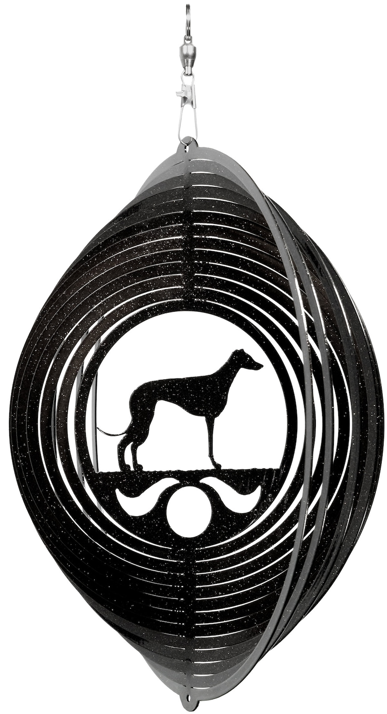 Whippet Dog Circle Swirly Metal Wind Spinner - Etsy