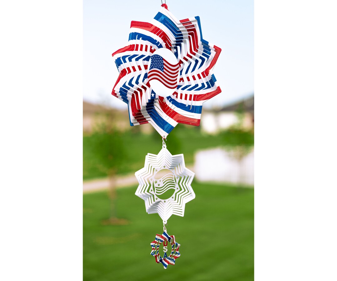 American Flag Multi Color Swirly Metal Wind Spinner - Etsy