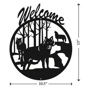 Wolf Wildlife Coyote Black Metal Welcome Sign - Etsy