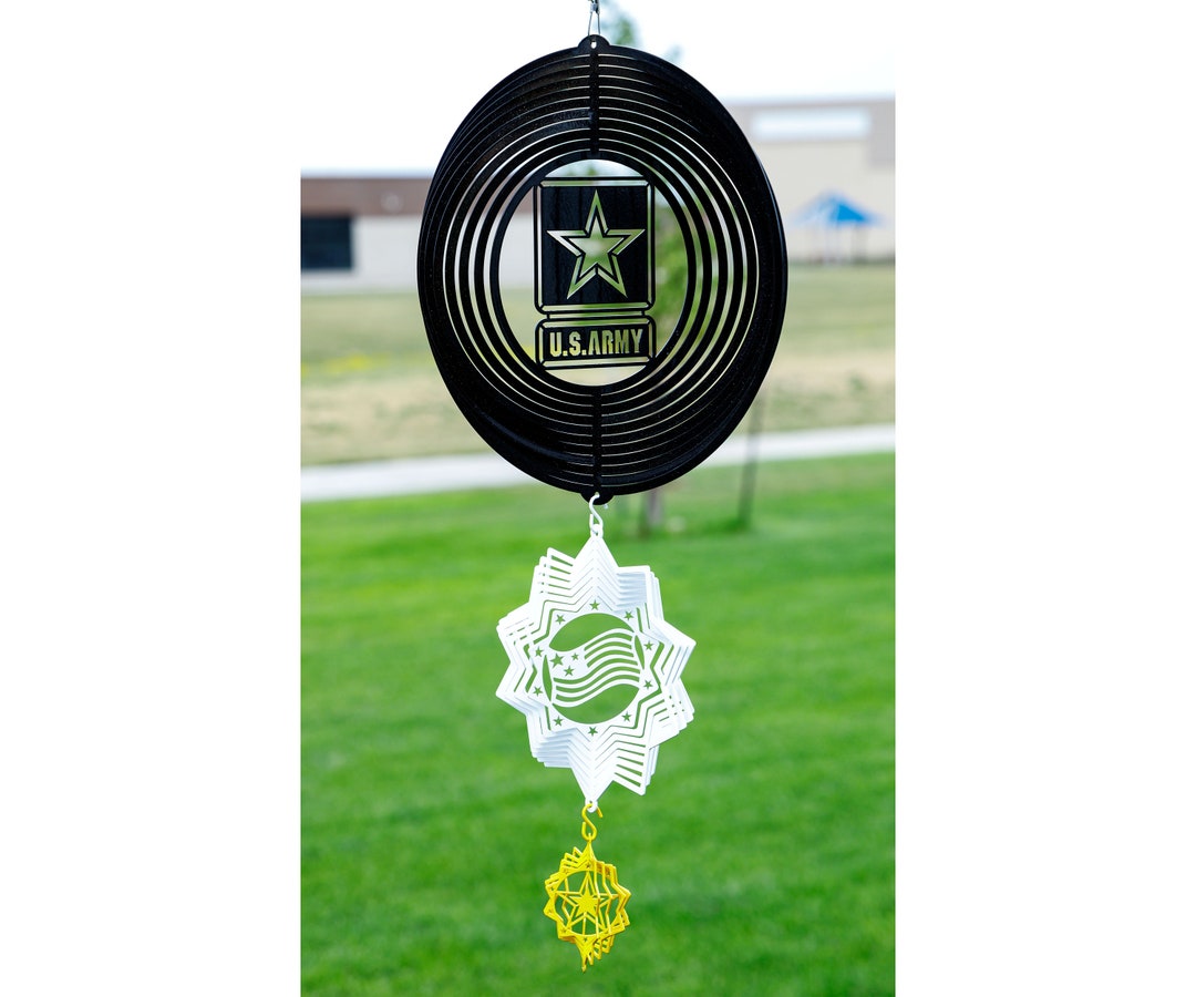 Armed Services US Army Military Circle Swirly Metal Wind Spinner - Etsy