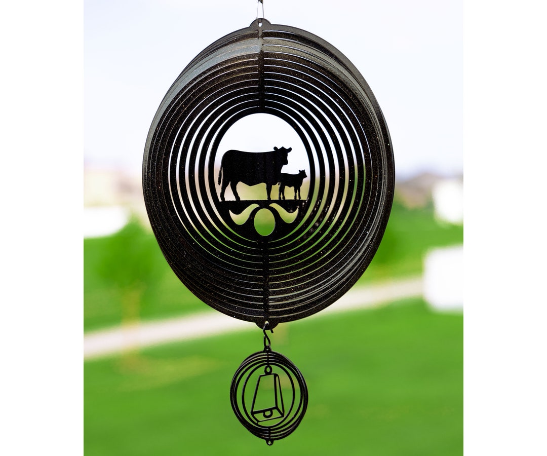 Cow and Calf Circle Swirly Metal Wind Spinner - Etsy