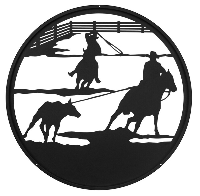 Hand Made Team Roper Cowboy Horse Scenic Art Wall Design | Etsy