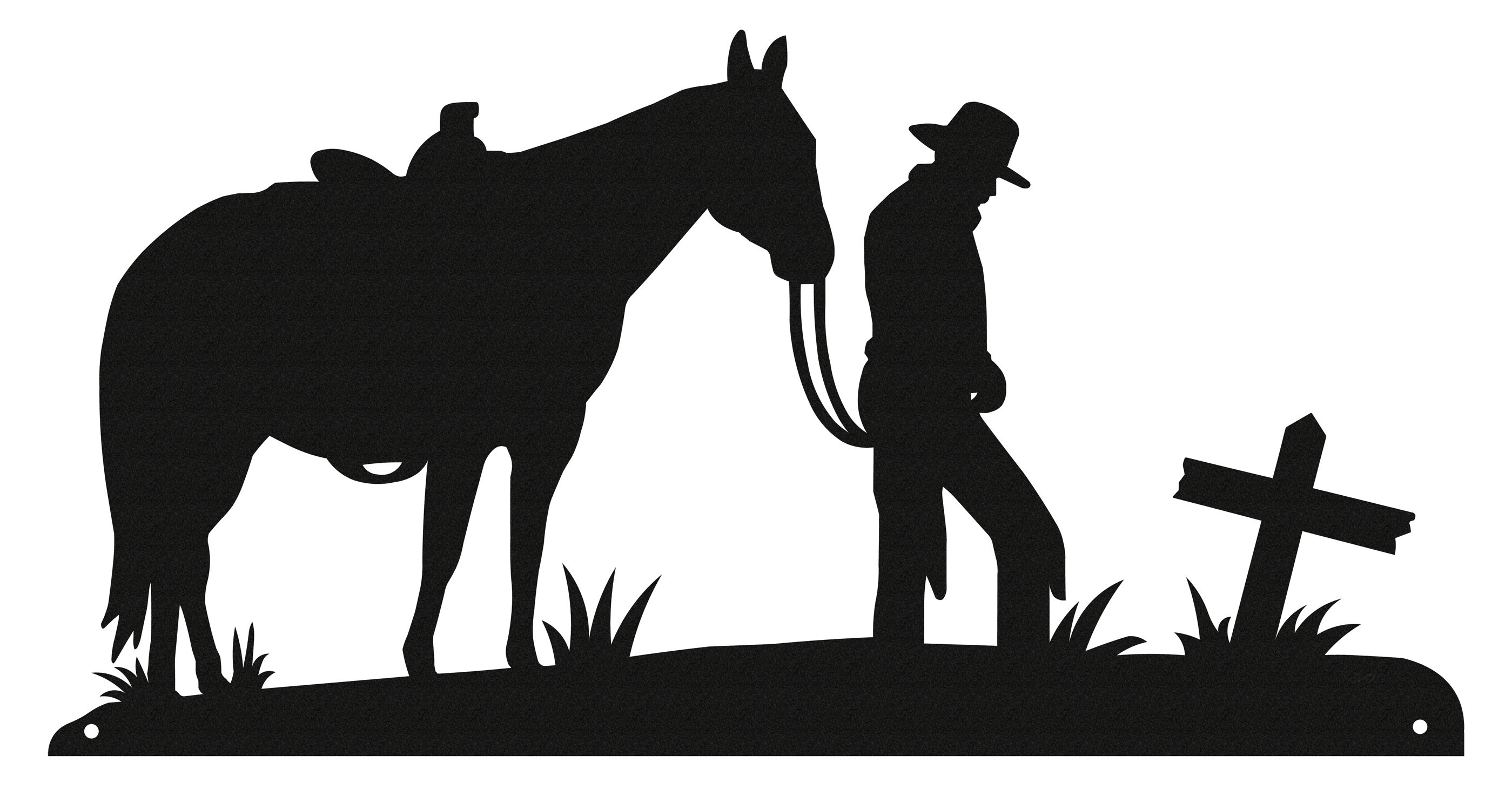 Hand Made Cowboy Cowboy and Cross Simple Silhouette - Etsy