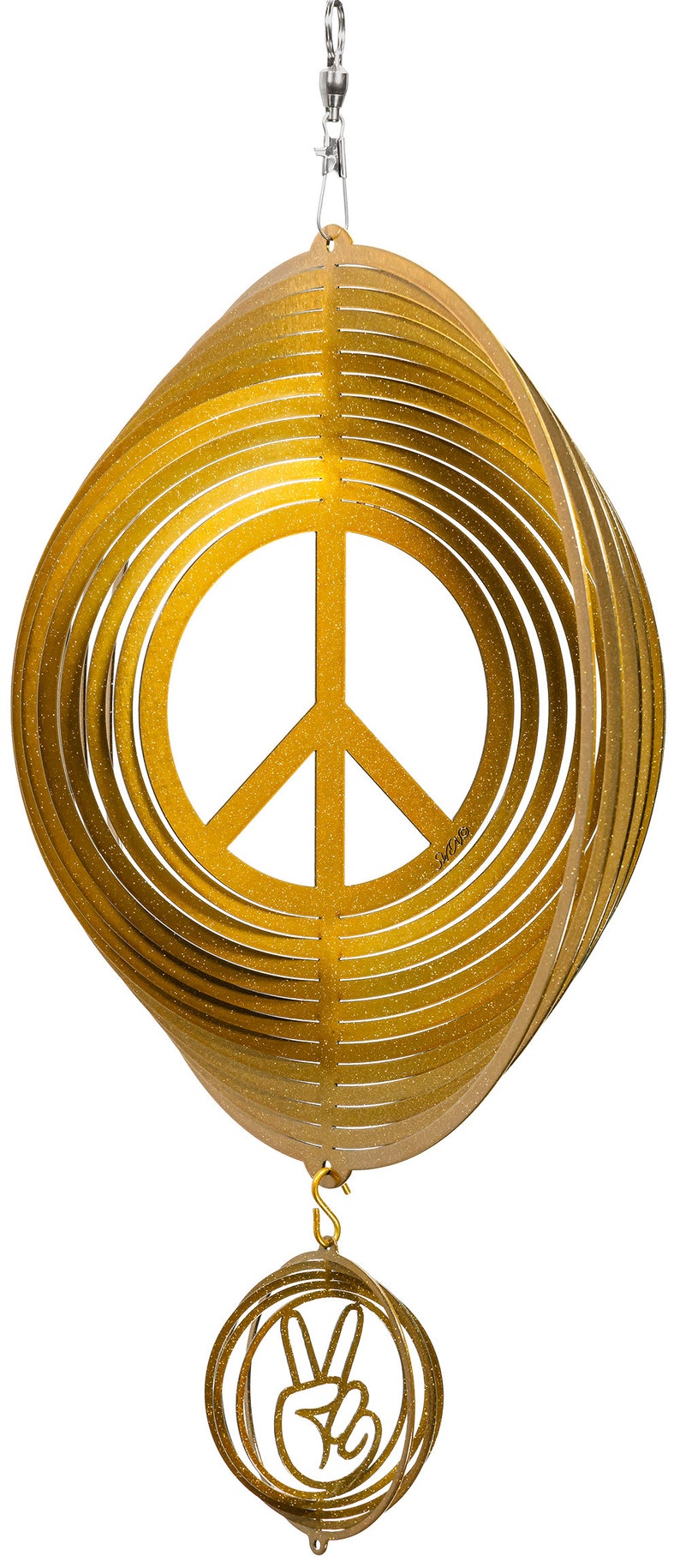 Peace Sign Circle Gold Swirly Metal Wind Spinner - Etsy