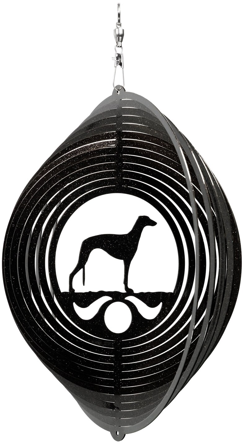 Grey Hound Dog Circle Swirly Metal Wind Spinner | Etsy
