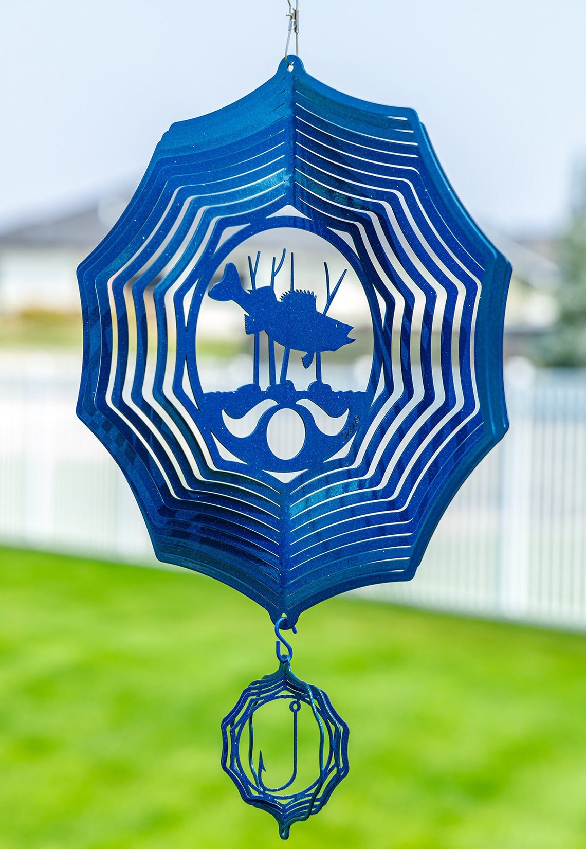 Fish Walleye Web Blue Swirly Metal Wind Spinner - Etsy