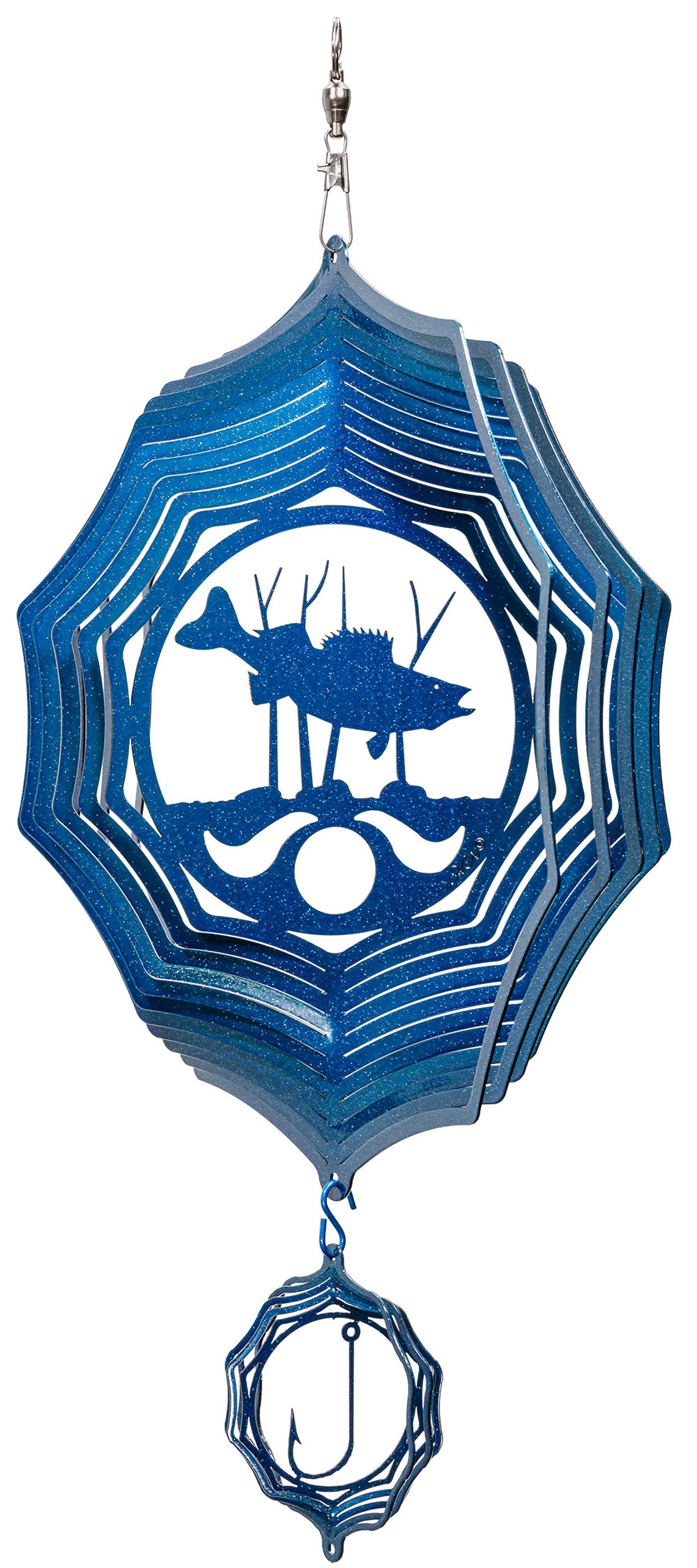 Fish Walleye Web Blue Swirly Metal Wind Spinner - Etsy
