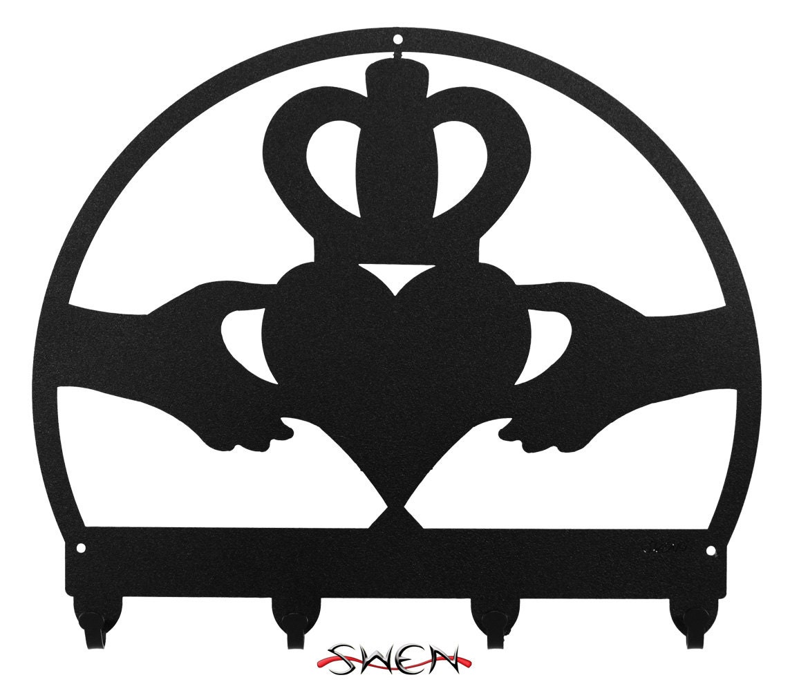 Claddagh Irish Celtic Black Metal Key Chain Holder Hanger | Etsy