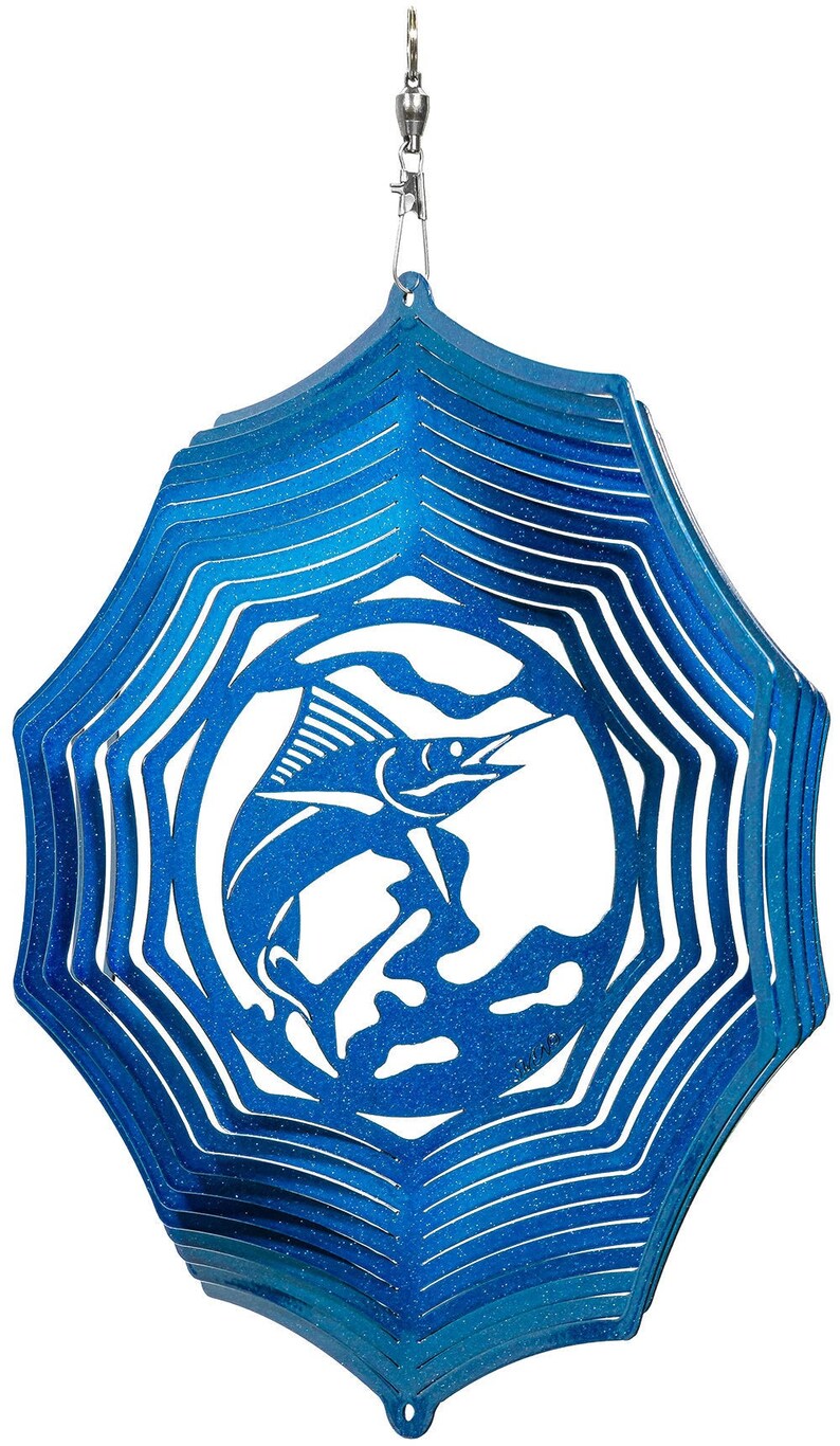 Marlin Fish Swirly Metal Wind Spinner - Etsy