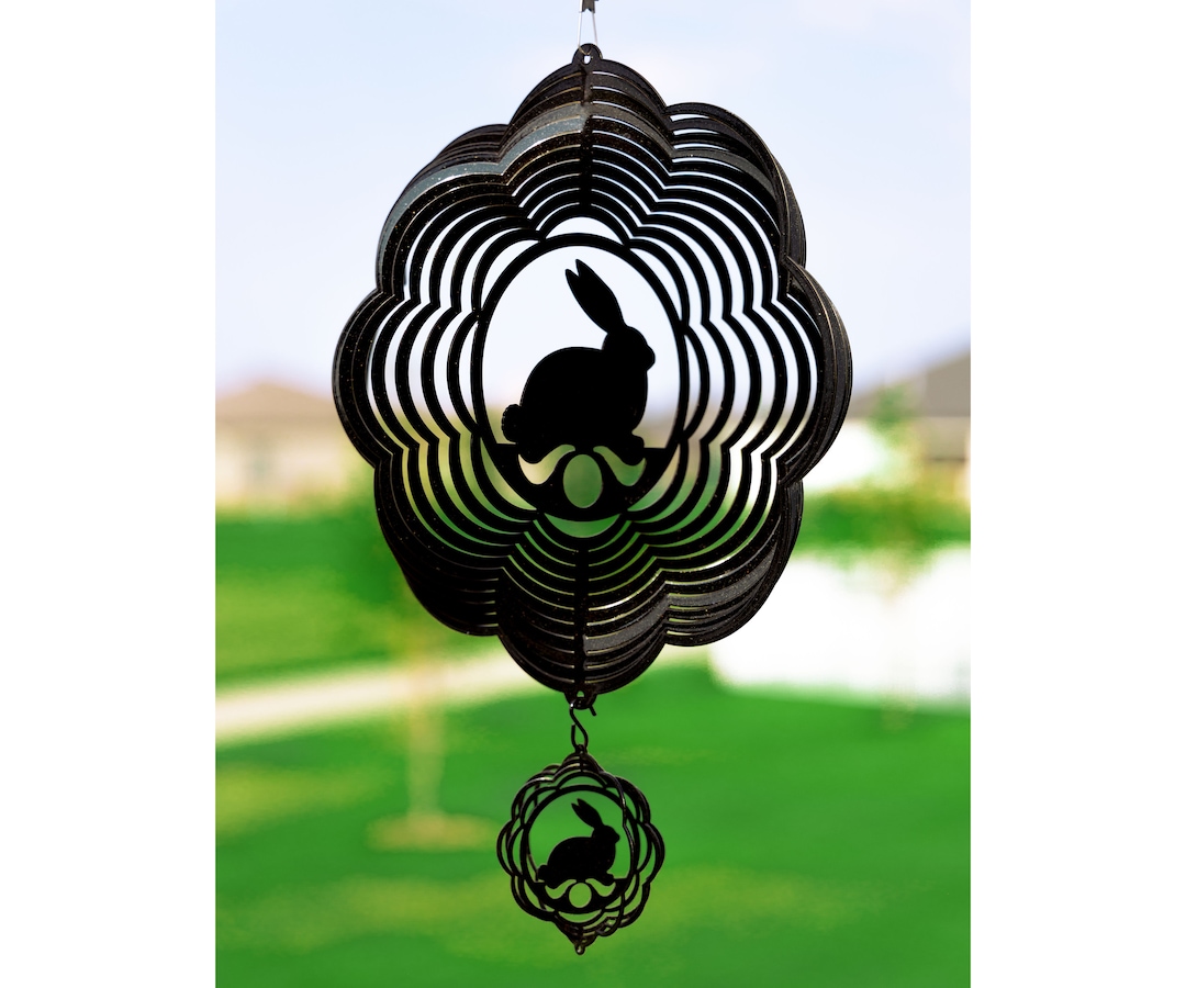 Rabbit Bunny Swirly Metal Wind Spinner - Etsy