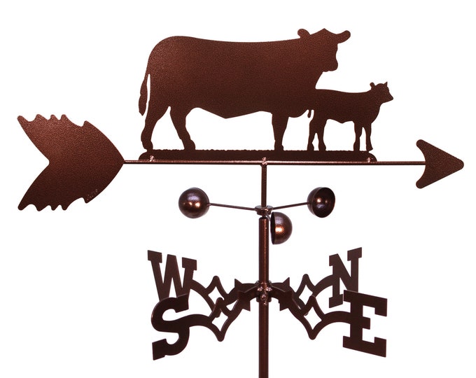New LARGE Handcrafted 3D - Dimensional COW Weathervane Copper Patina ...