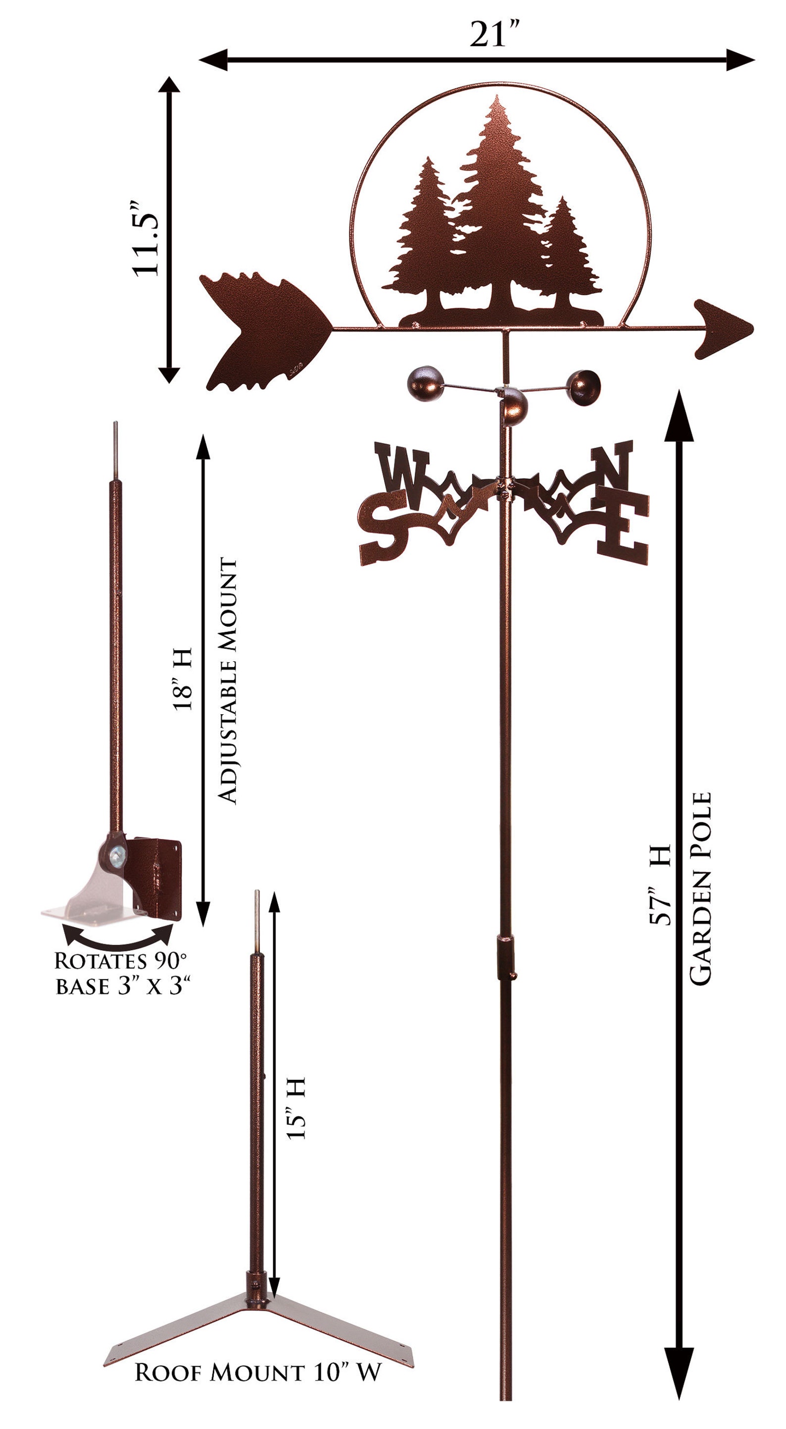 Hand Made Pine Tree Wildlife Weathervane NEW - Etsy
