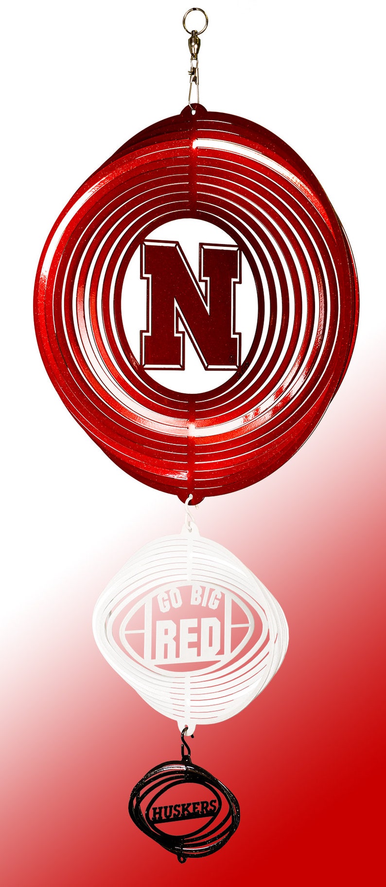 Nebraska Huskers Cornhuskers Go Big Red Circle Swirly Metal Wind ...