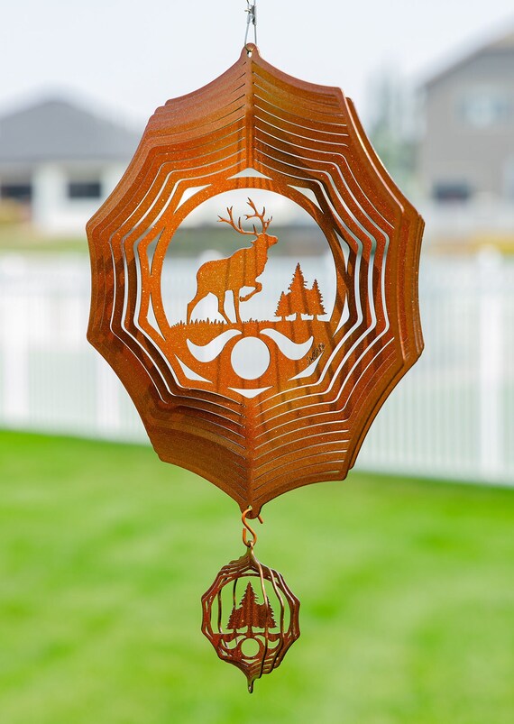 Elk Web Swirly Metal Wind Spinner | Etsy