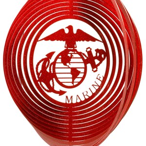 Armed Services US Marine Corp Marines USMC Circle Red Swirly Metal Wind ...