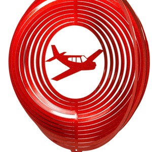 Airplane Low Wing Circle Red Swirly Metal Wind Spinner - Etsy