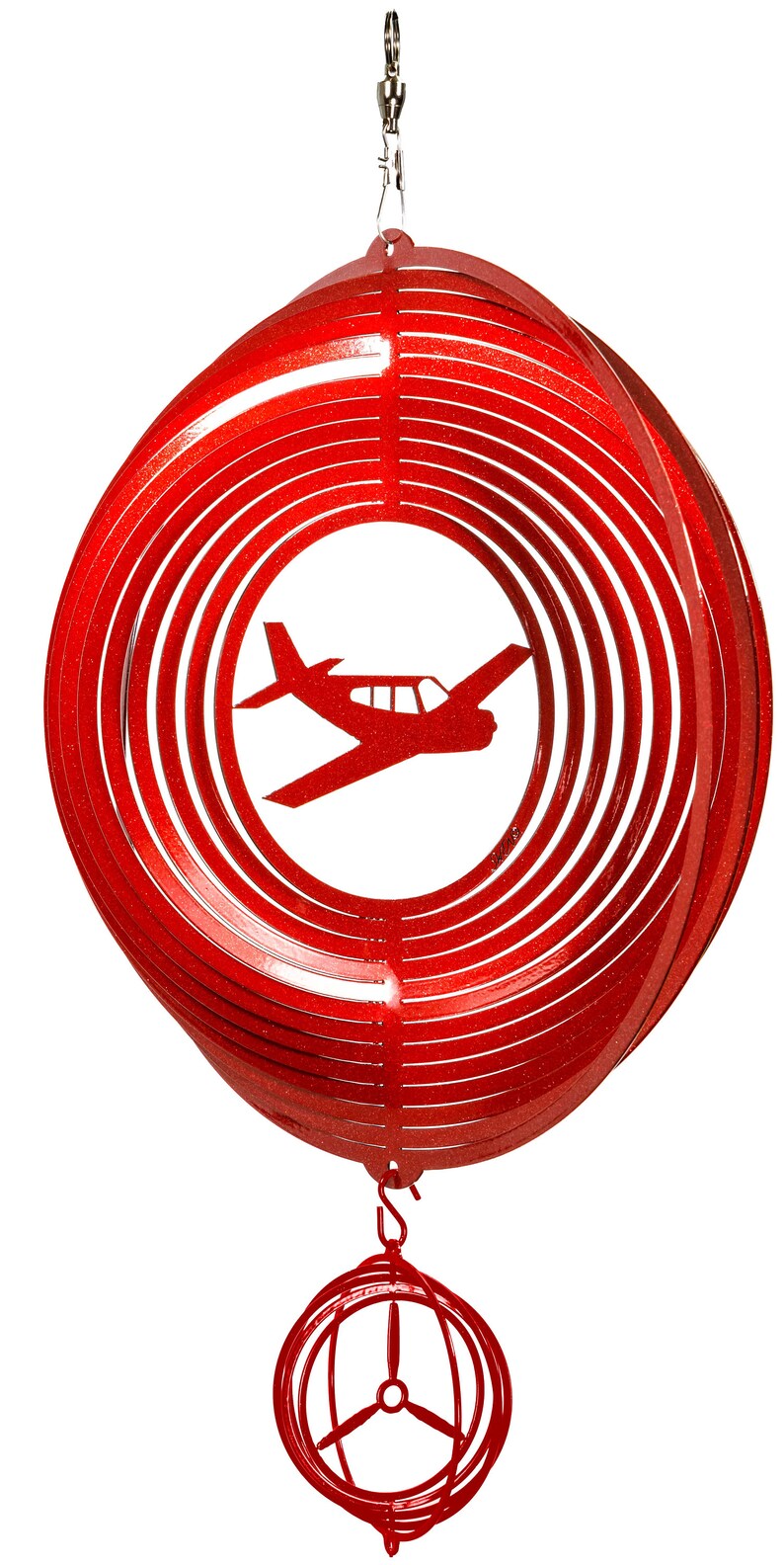 Airplane Low Wing Circle Red Swirly Metal Wind Spinner - Etsy