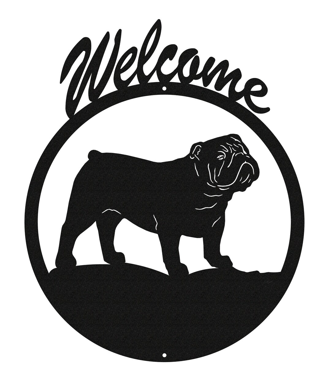 Dog English Bulldog Black Metal Welcome Sign - Etsy
