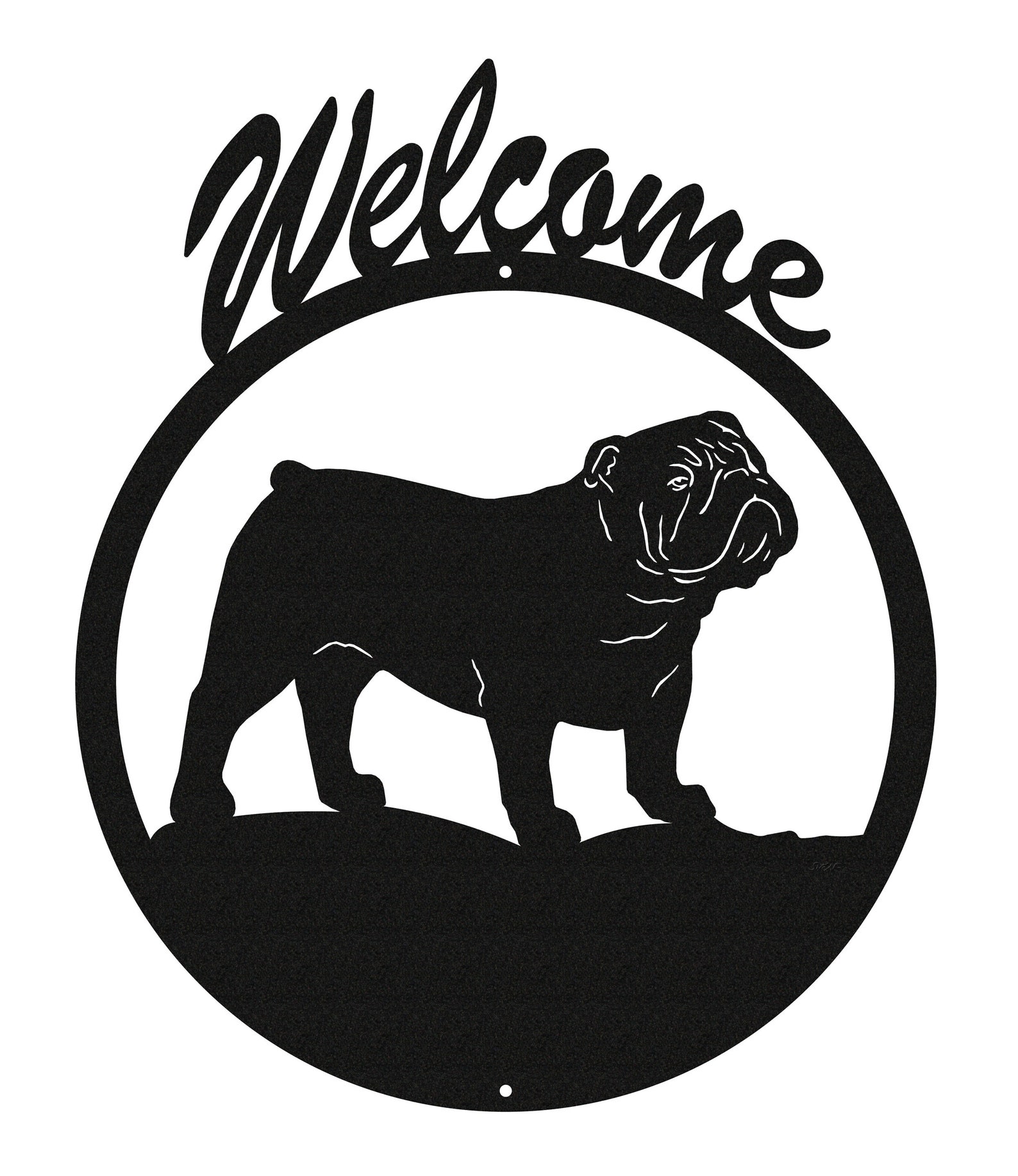 Dog English Bulldog Black Metal Welcome Sign - Etsy