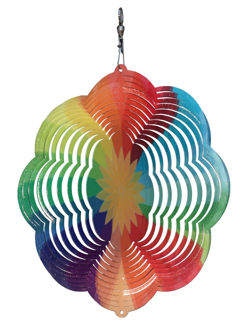 Rainbow Swirly Metal Wind Spinner | Etsy