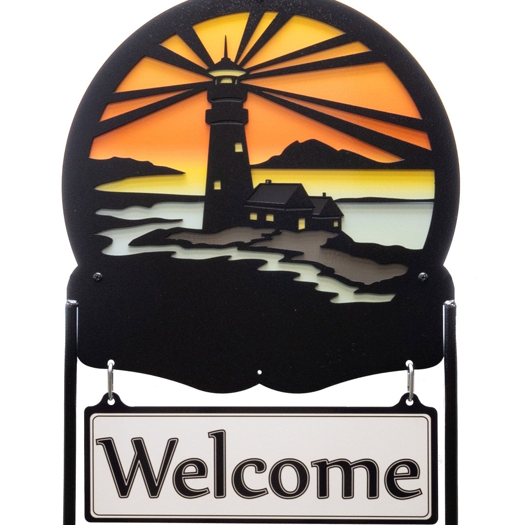 Lighthouse Metal Yard Sign - Etsy