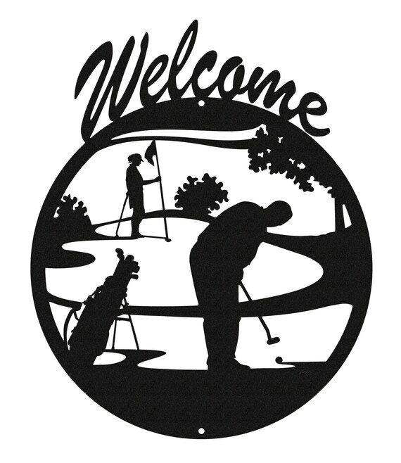 Golfer PGA Black Metal Welcome Sign - Etsy